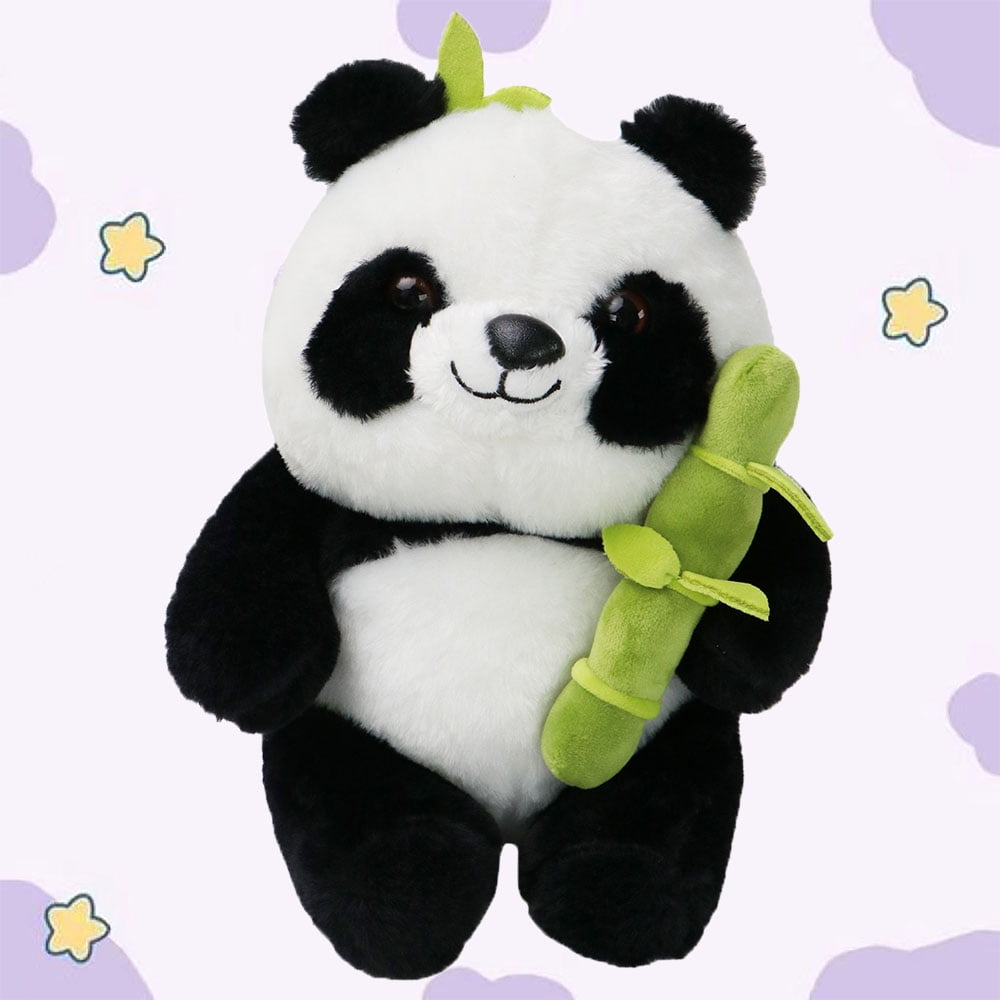 Joyivity 10" Panda Plush Toy, 2 in-1 Panda and Bamboo Plush Toys Set ...