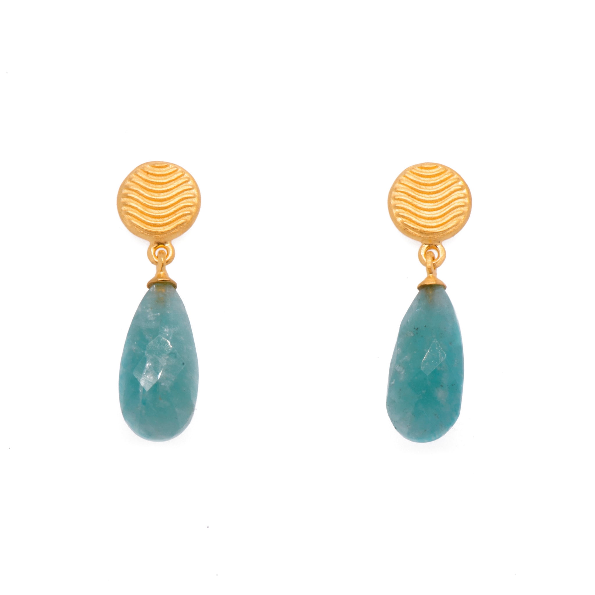 Joyla Women's Serenity Teardrop Earrings 24K Gold Vermeil Amazonite ...