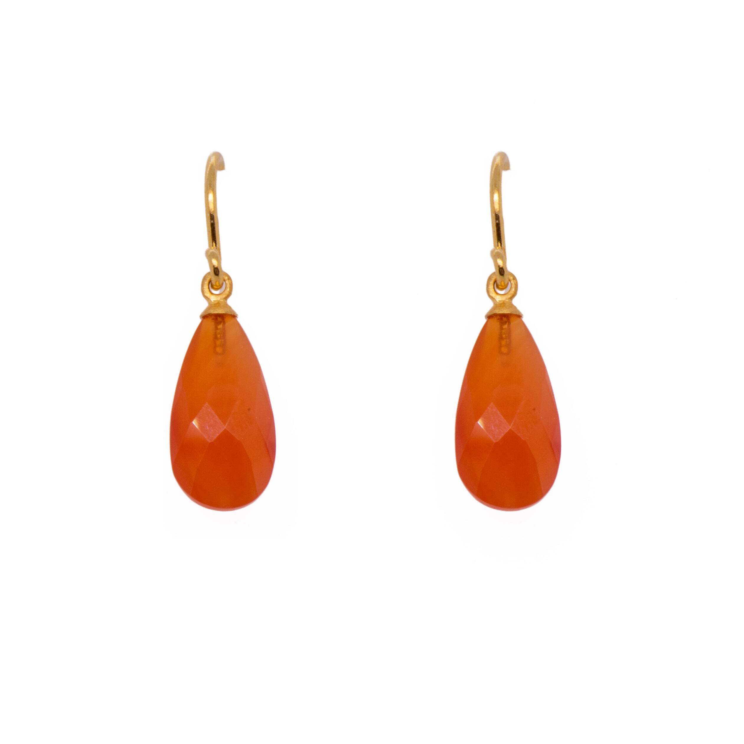 Joyla Women's Signature Wire Drop Earrings 24K Gold Vermeil Carnelian ...