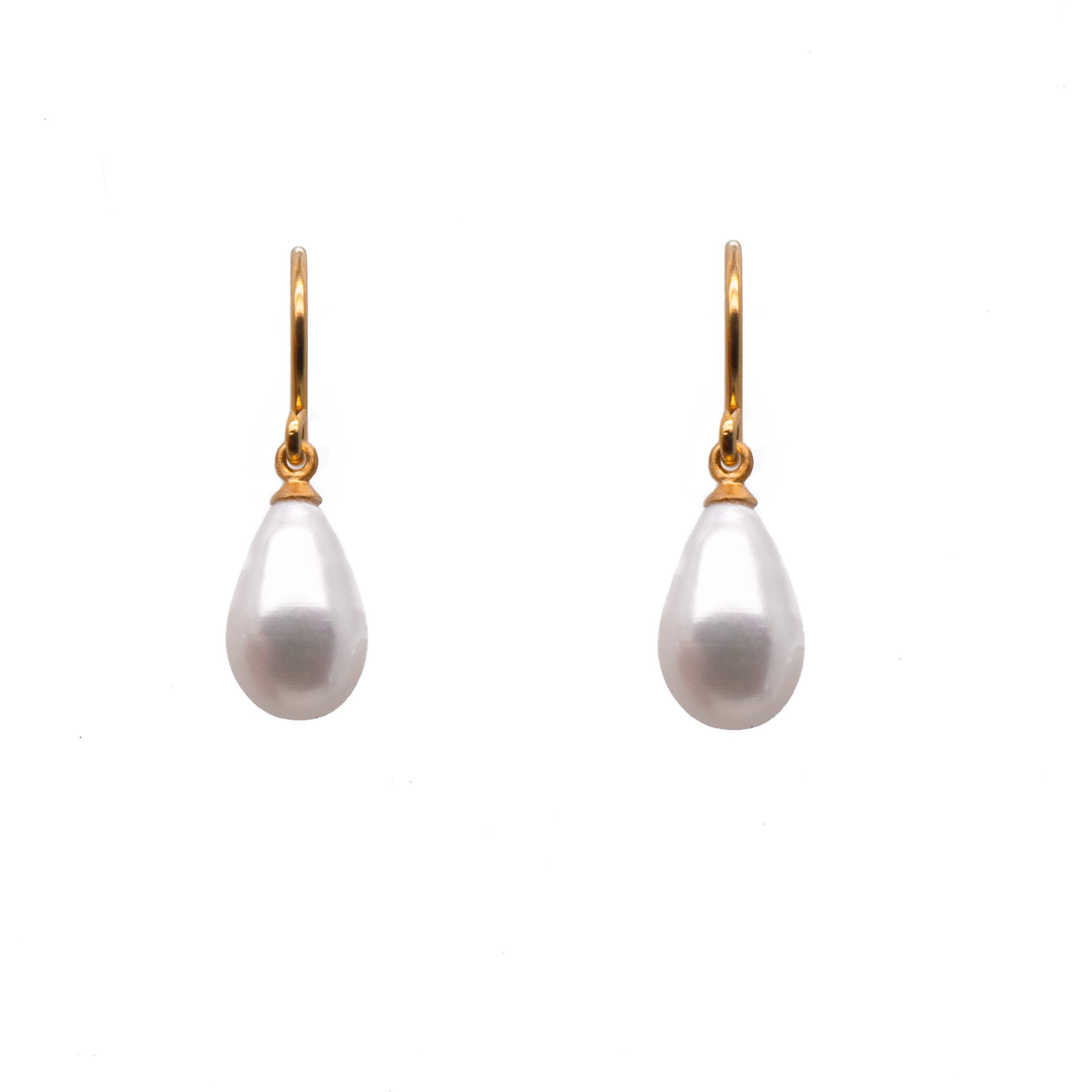Joyla Women's Signature Wire Drop Earrings 24K Gold Vermeil Pearl ...