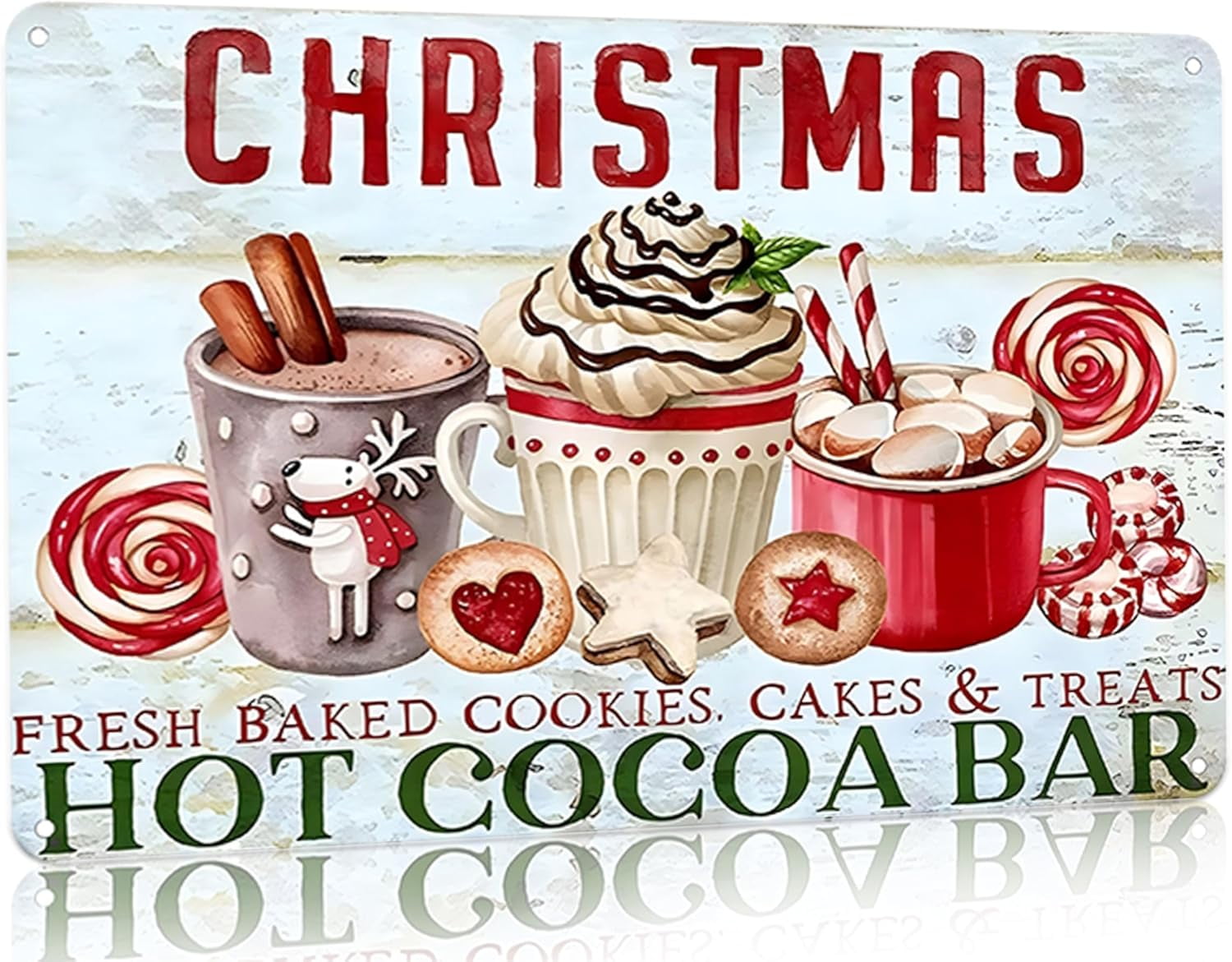 Joyline Vintage Christmas Decor Gift Rustic Hot Cocoa Bar Fresh Baked ...