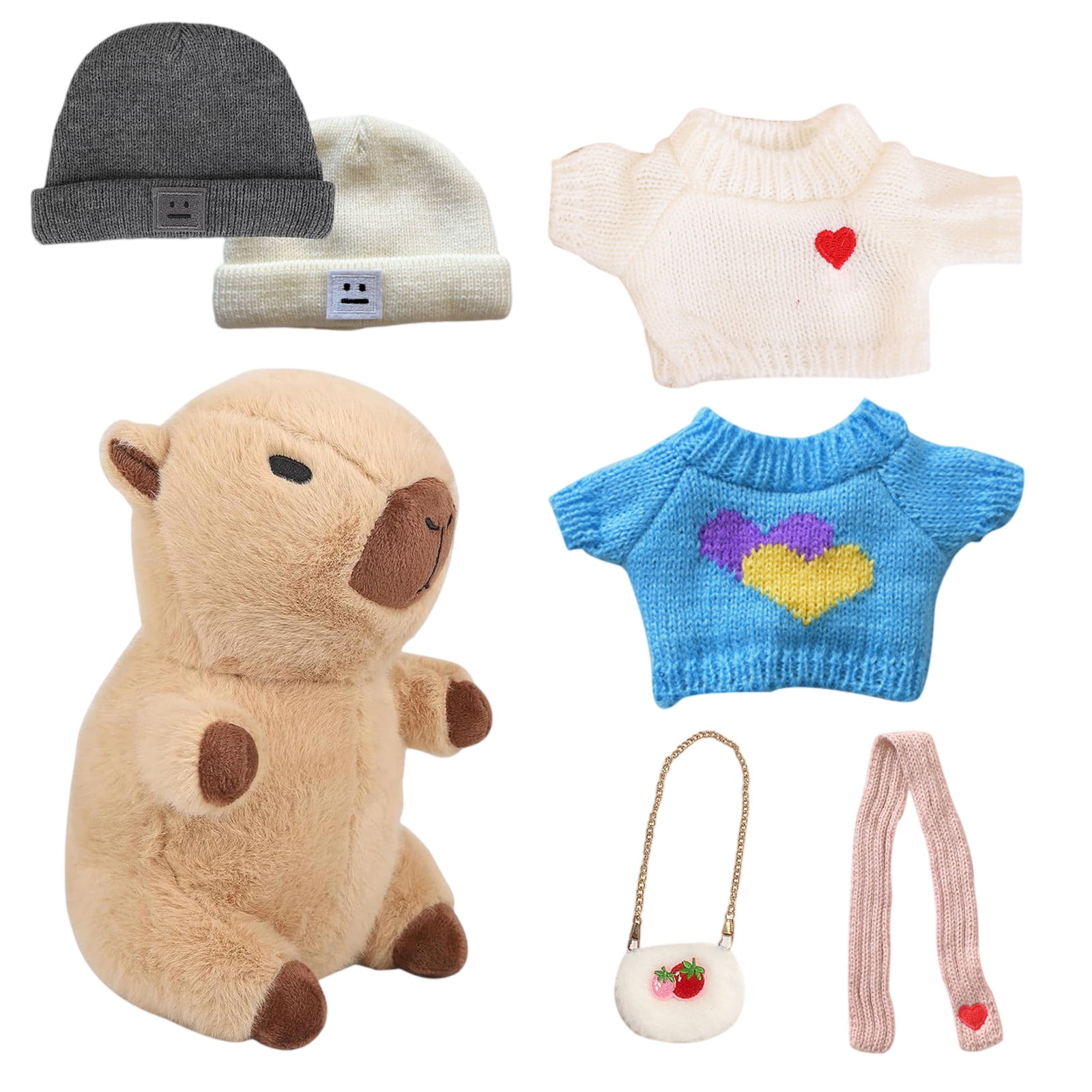 Joylulu 11.8in Capybara Plush – Stuffed Animal with 6 Interchangeable ...