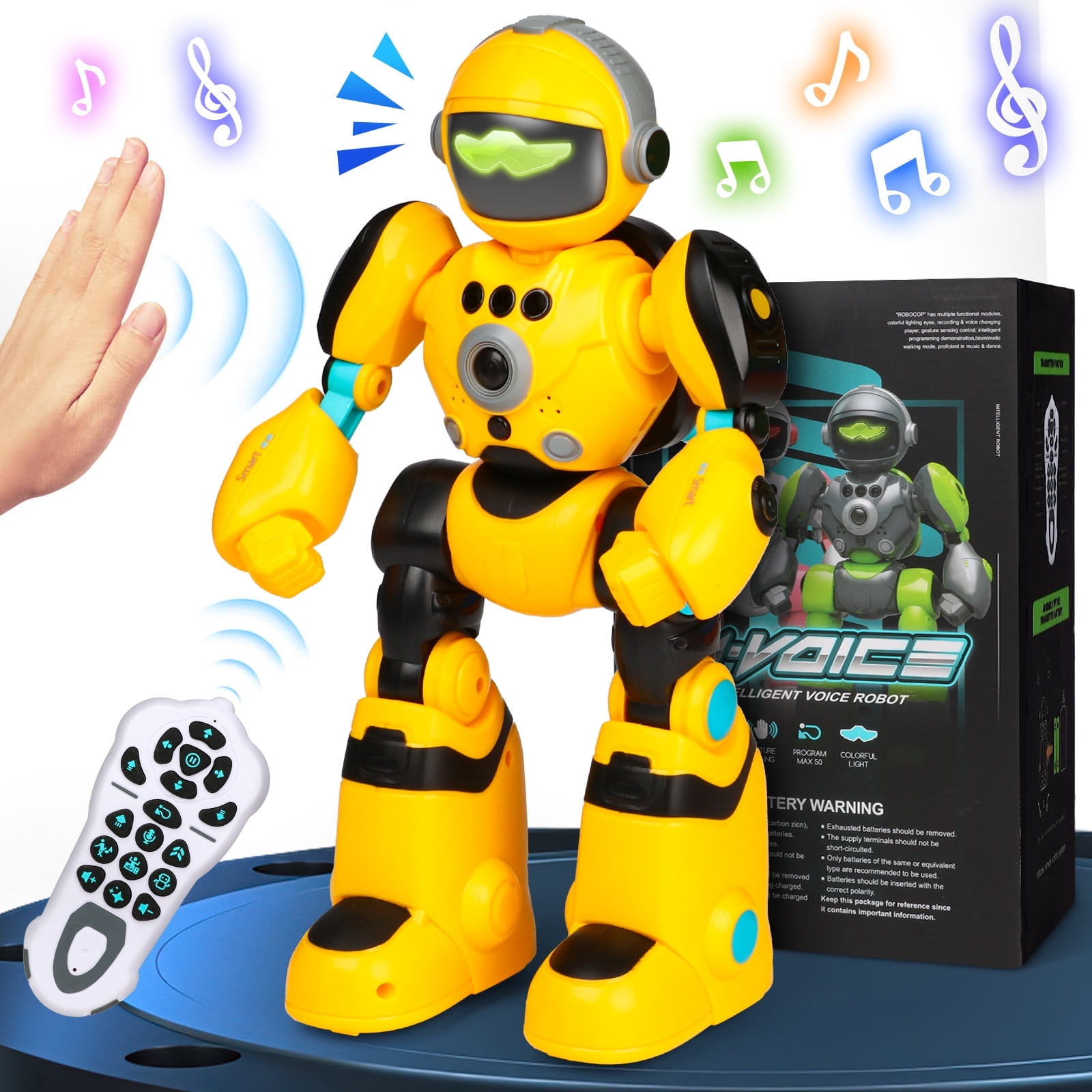 Joylulu RC Robot Toys for Kids, Gesture Sensing Programmable Remote Control Smart Robot ...