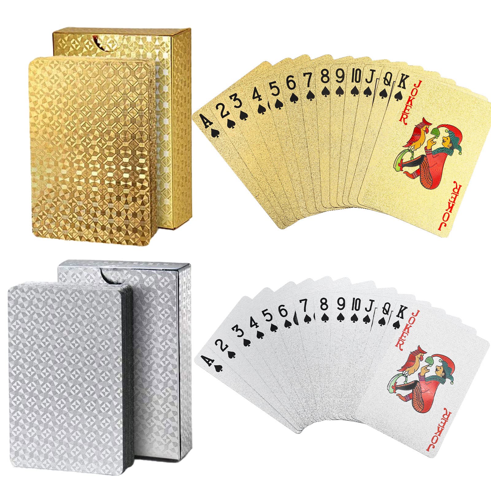 Joyoldelf 2 Decks of Playing Cards, 24K Foil Waterproof Playing Cards ...