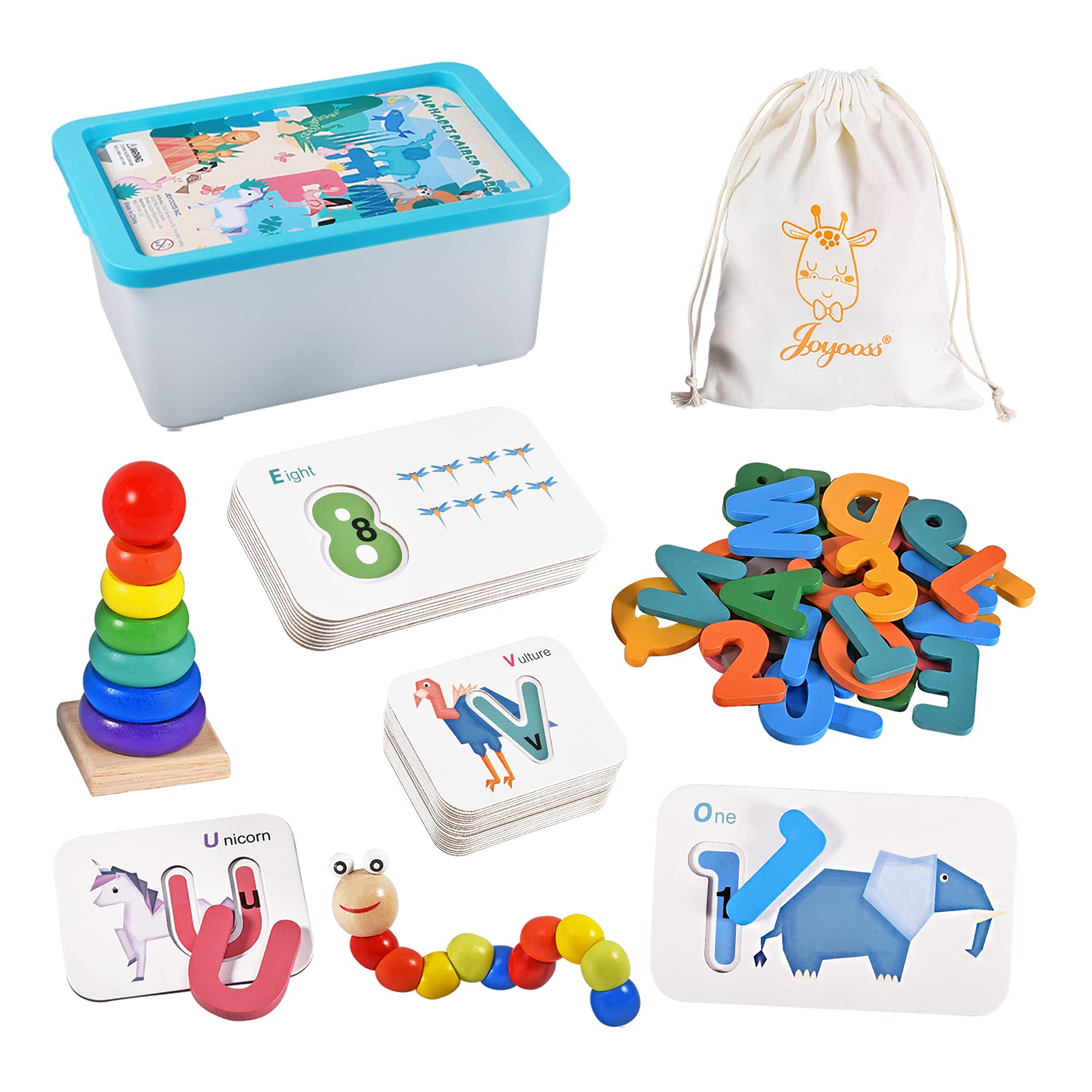 Joyooss Alphabet & Number Flash Cards for Toddler Words Matching Game ...