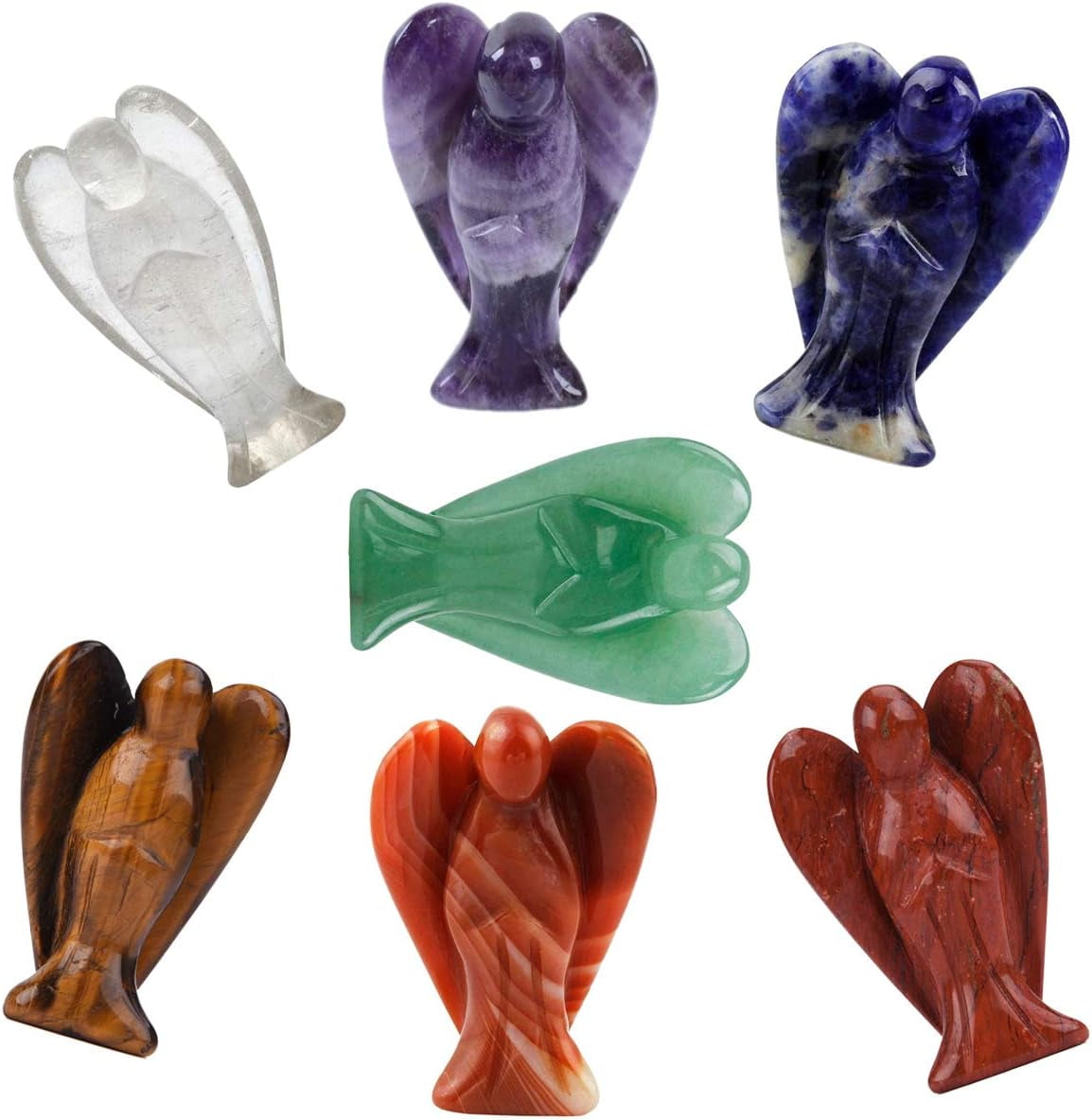 Joyouann Natural Stone Pocket Guardian Angel, 1.5 inch Healing Crystal ...