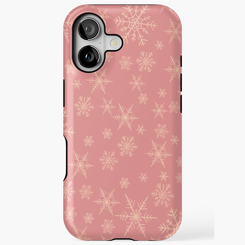 Joyous Pink Snow Minimalist Holiday Case for iPhone 17 through 11 Pro ...