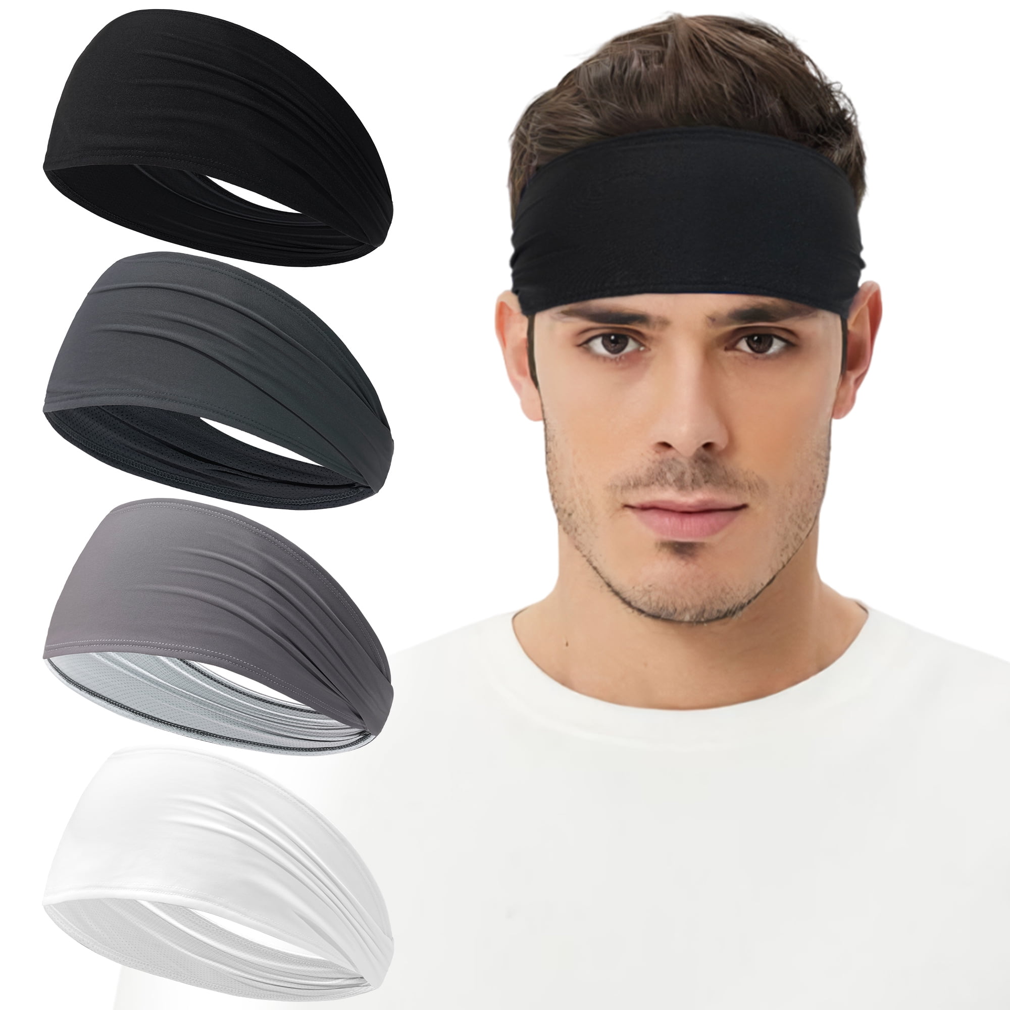 Joyoyo Sports Headbands for Men, 4 Pack Mens Sweat Bands Workout ...