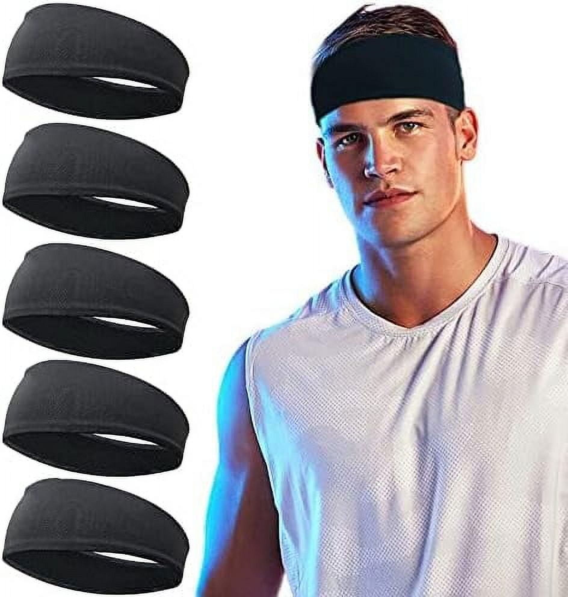 Joyoyo Workout Headbands for Men - 5 Pack, Non-Slip, Stretchy, Unisex ...