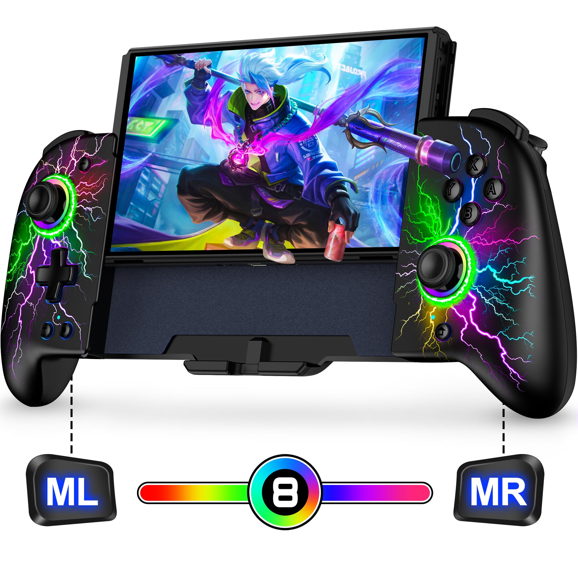 Beboncool RGB Switch Controller Grip with Turbo Vibration for Nintendo ...
