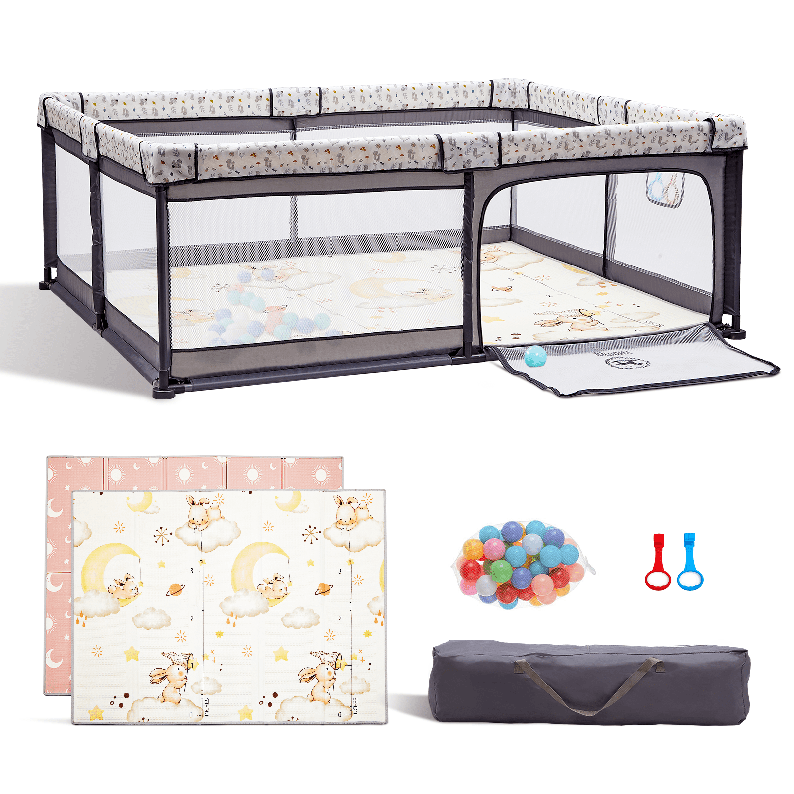 Joypony 50x50 inch Baby Playpen with Baby Mat,Large Playpen for Babies ...