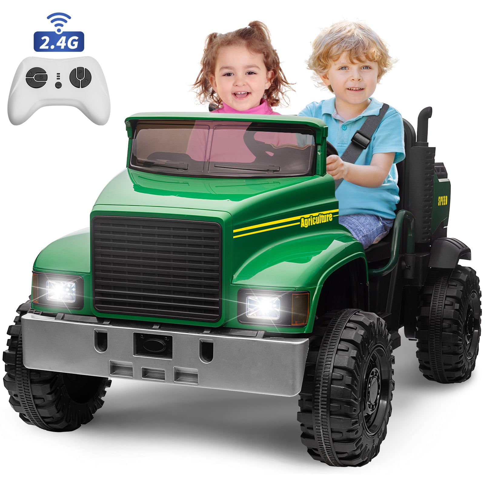 Electric Ride on Tractor, Ride on Toy with Trailer for Kids, 12V ...