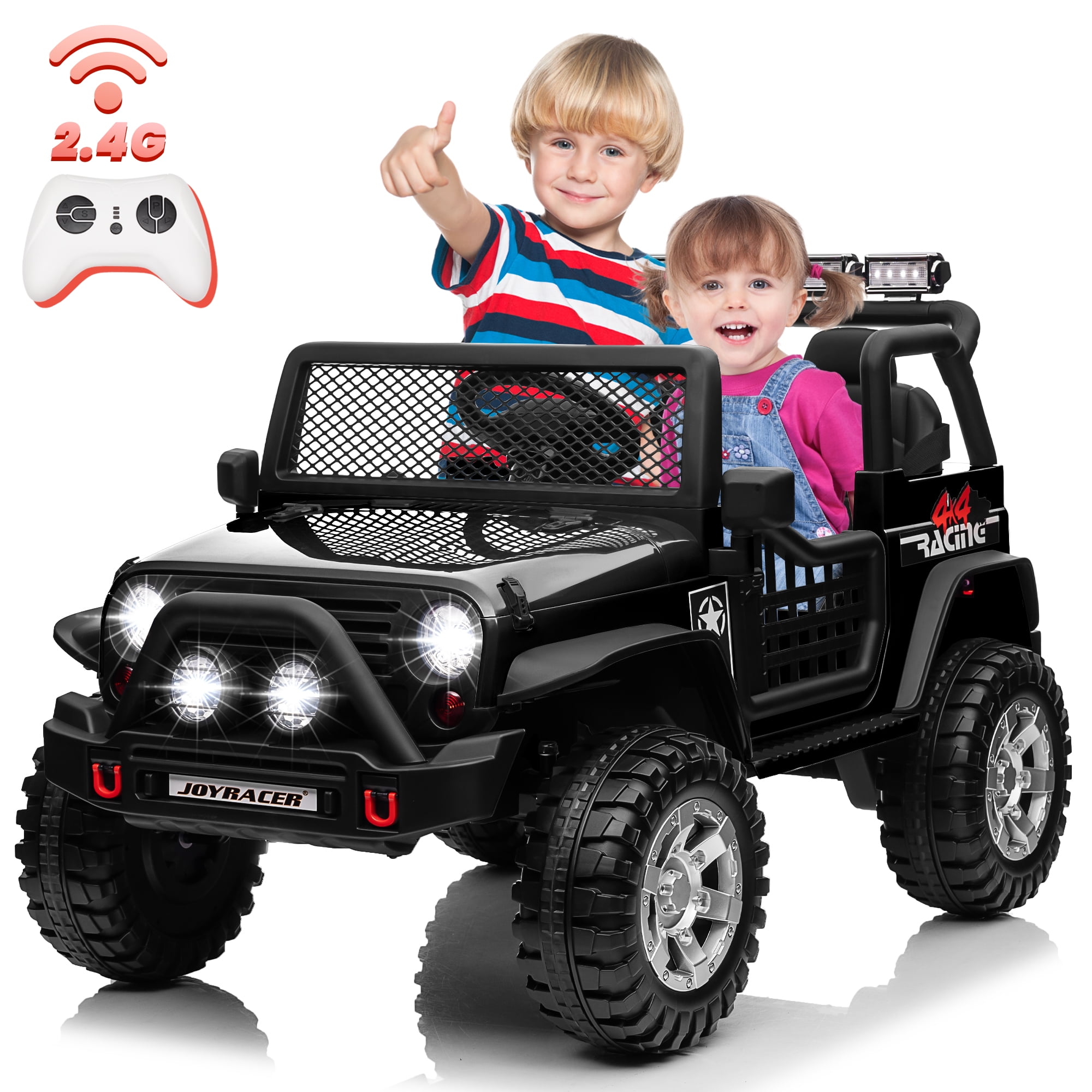Joyracer 24V Electric Kids Ride on JEEP, 2 Seater, Remote Control, LED ...
