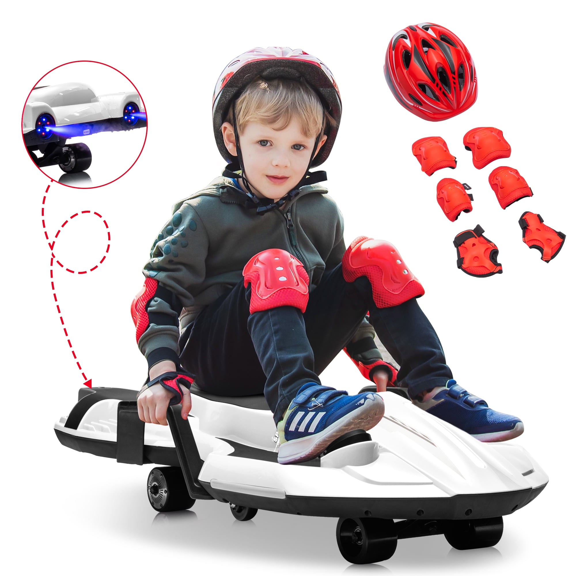 Joyracer 24V Ride on Toys, 4-Wheeler Electric Scooter w/ Helmet Knee Pads, 200W Motor Power Car ...