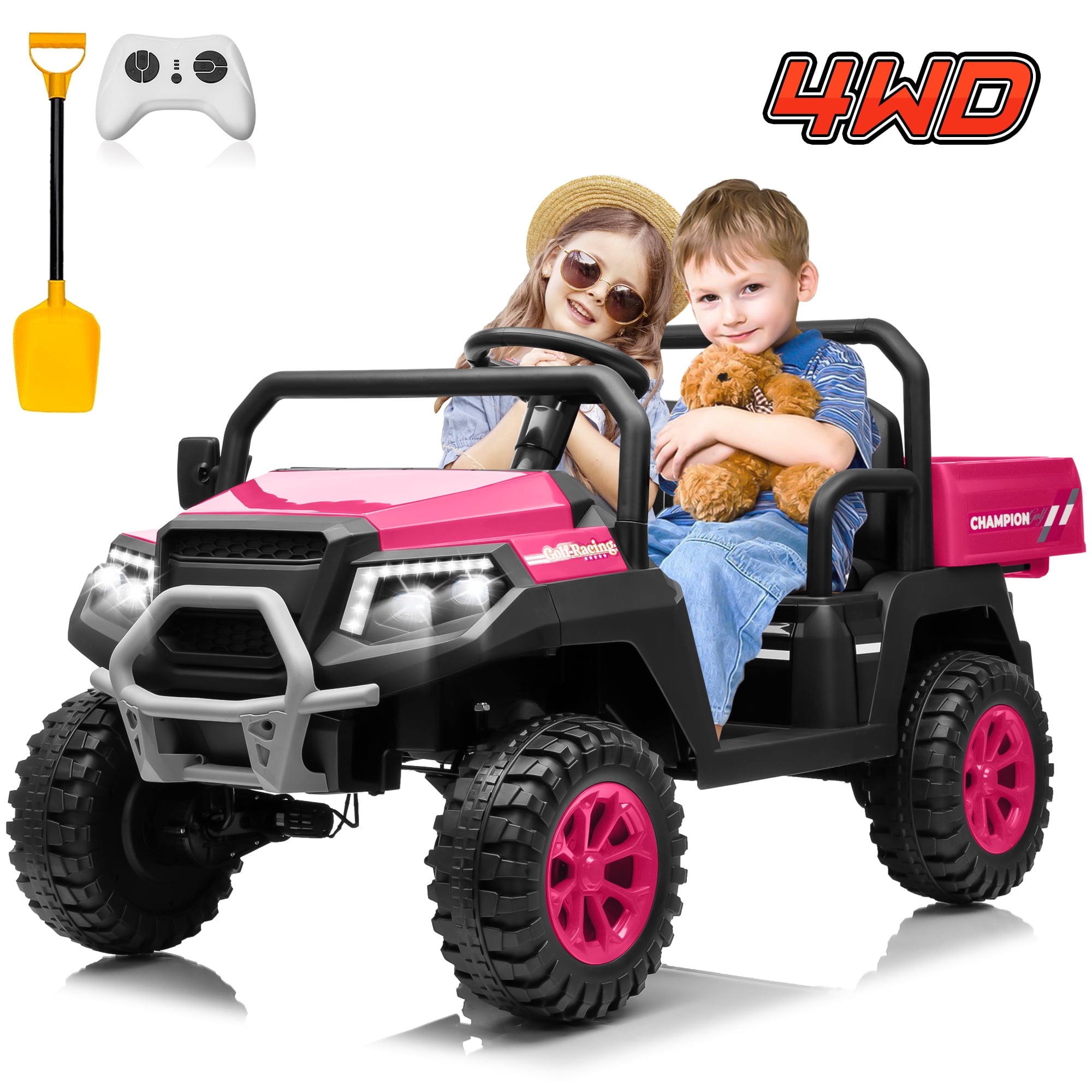 Joyracer 24V Ride on Toys 4WD 2 Seater Ride on Car Truck with Remote ...