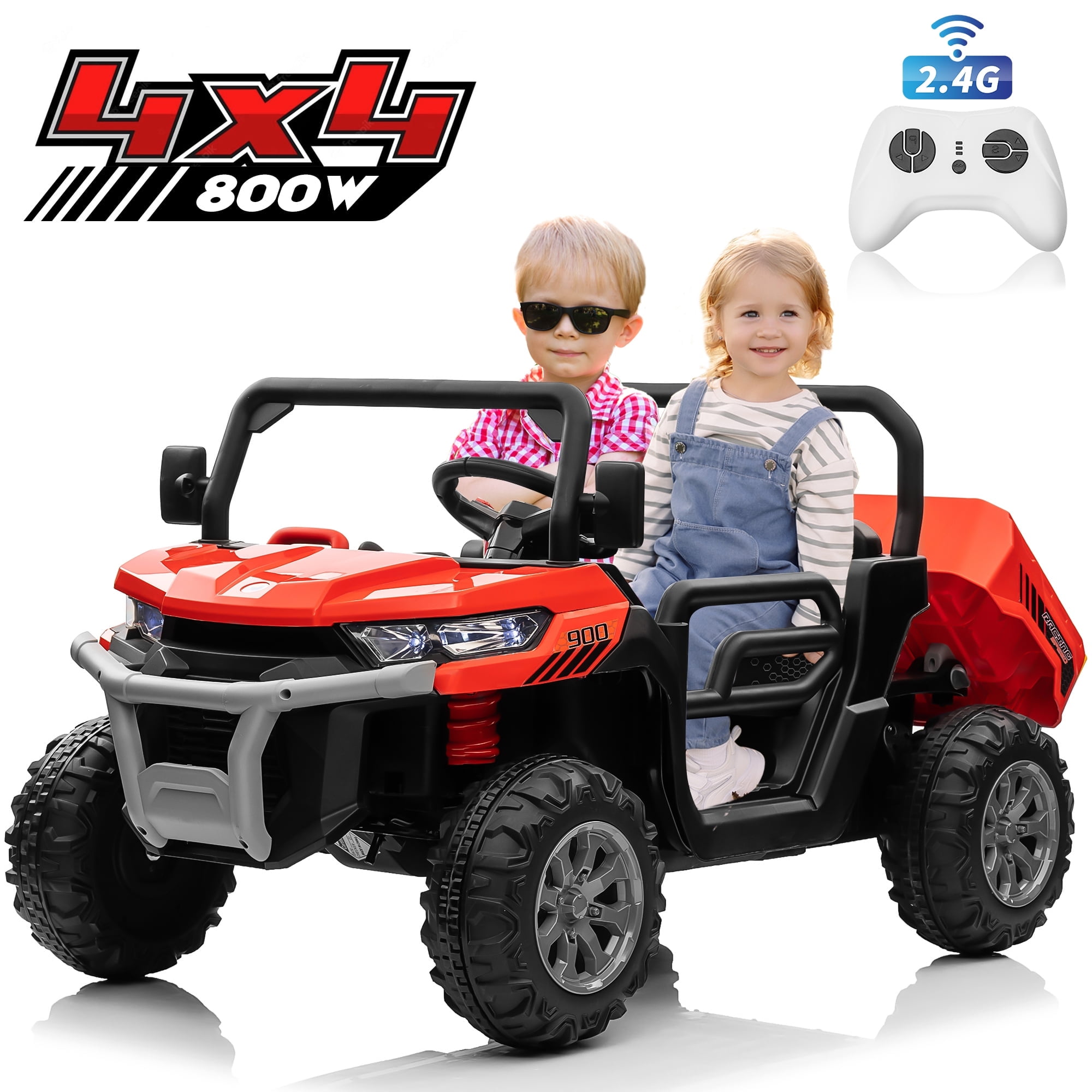 Joyracer 24V Ride on Toys with Remote Control, 4WD 2 Seater Powered ...
