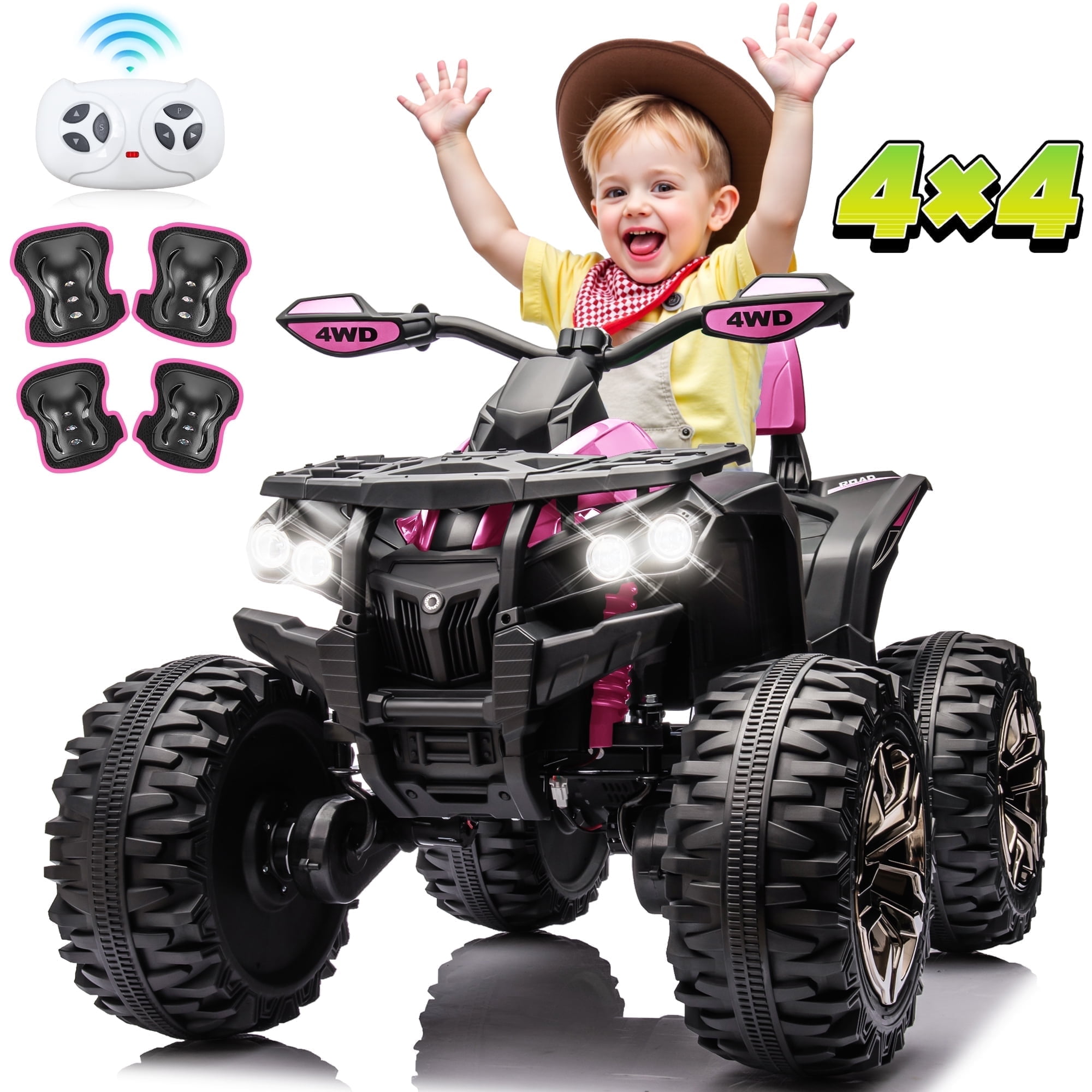 Joyracer 24V 4x4 Kids 2-Seater Ride on ATV, Quad Electric Car w/ 4x200W ...