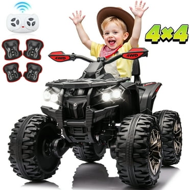 TOBBI 6V Kids ATV Quad Car, 4 Wheeler Toy with LED Headlight, Horn, Speed Indicator, Blue ...
