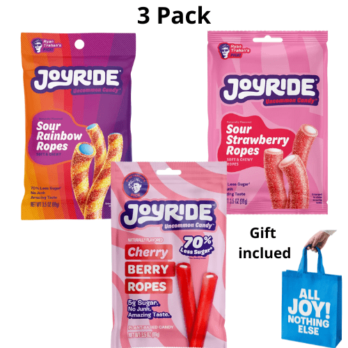 Joyride Gummy Ropes Variety Pack Less Sugar 3 Count - Gift included ...