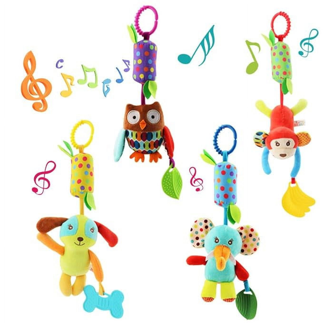 Joyshare 4 PCS Baby Soft Hanging Rattle Crinkle Squeaky Toy - Baby Toys ...