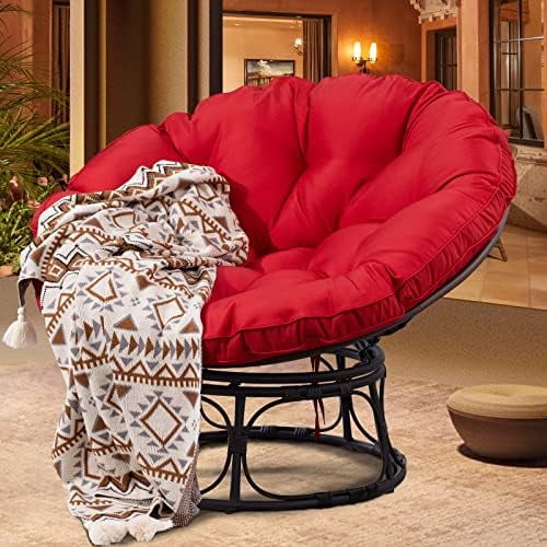 Joyside Papasan Chair with Cushion and Frame 46'' Wicker Papasan Lounge ...