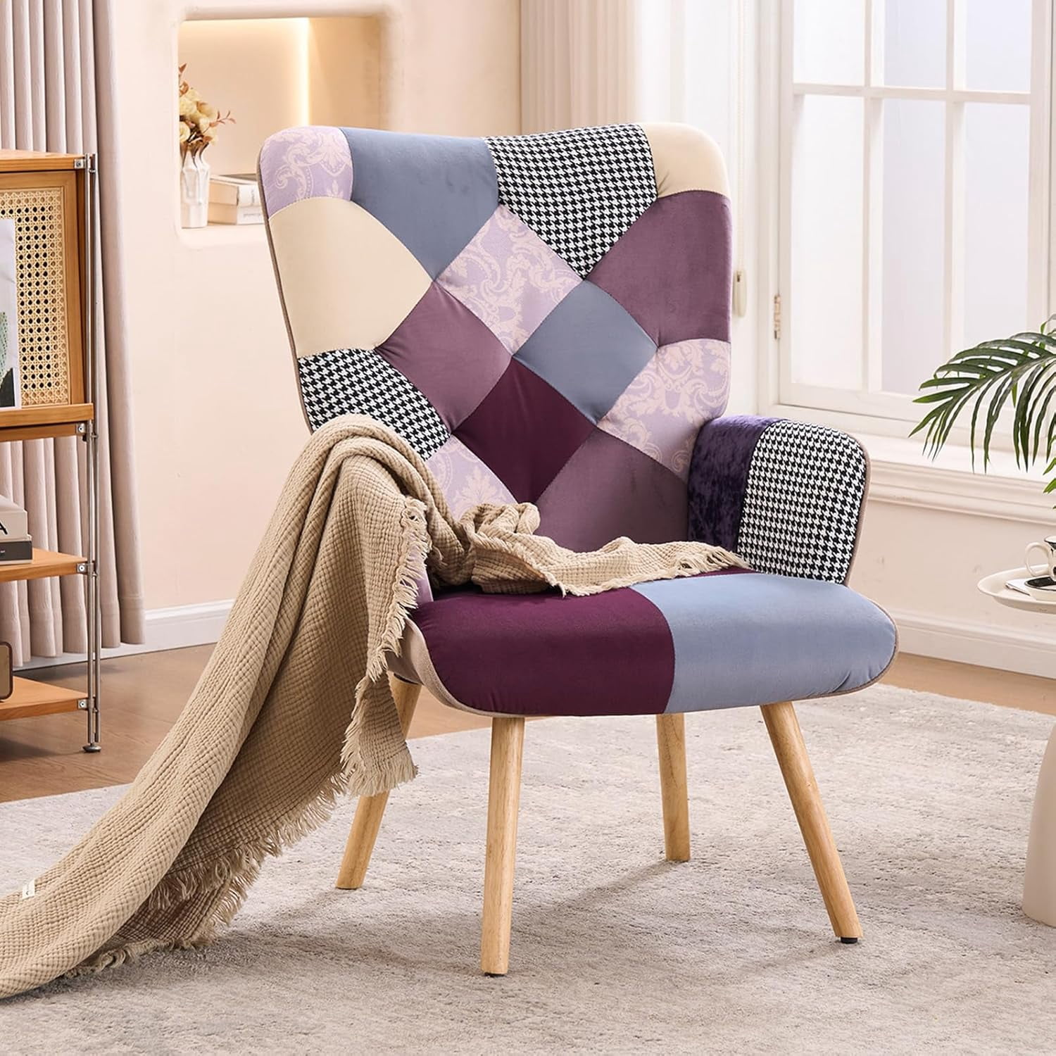 Joysoul Living Room Accent Chair Modern High Back Arm Chair (Purple ...