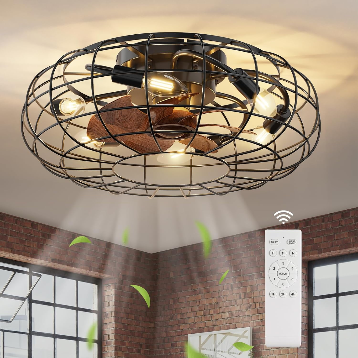 Joyspirit 20-Inch Caged Ceiling Fan with Light and Remote Control, Low ...