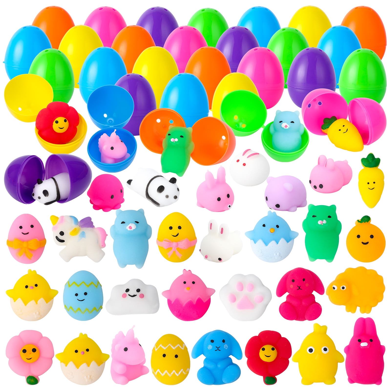 Joyspirit 30PCS Colorful Plastic Easter Eggs with Mochi Squishy Toy ...