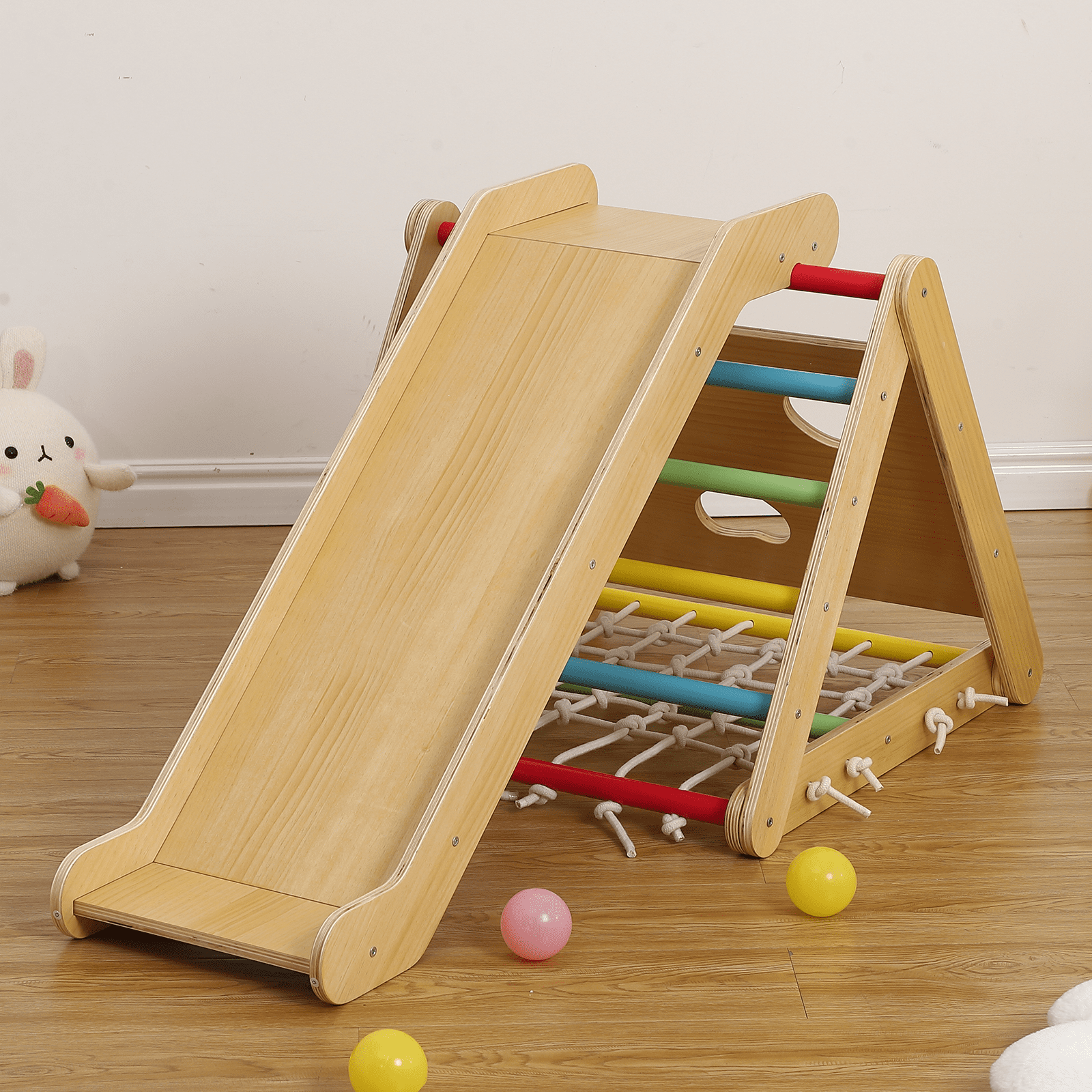 Joyspirit Climbing Mats Set, Wooden Triangle Climber, 3-Sided Climbing ...