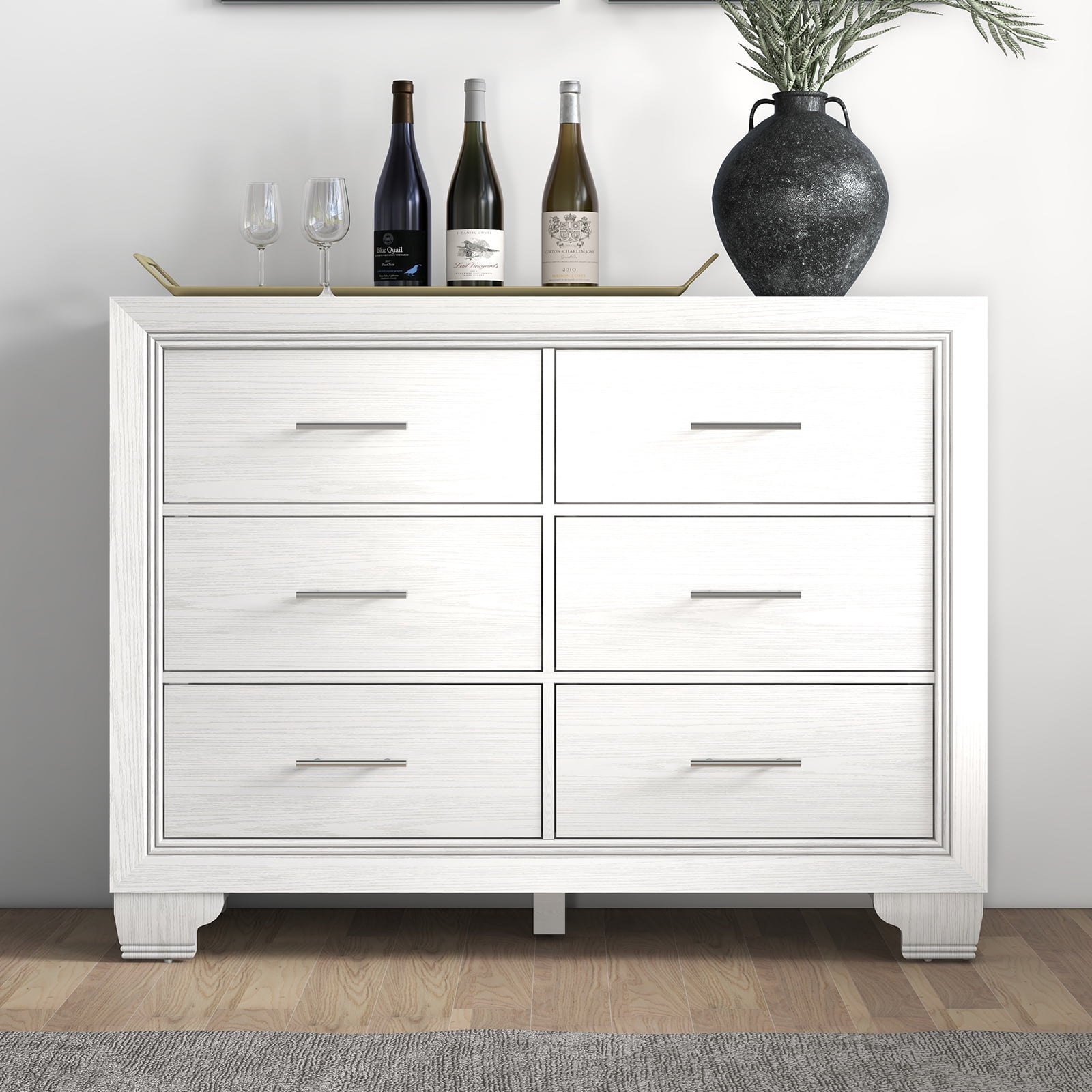 Joyspirit French Vintage 6-Drawer Dresser,Classic Wood Drawer Chest for ...
