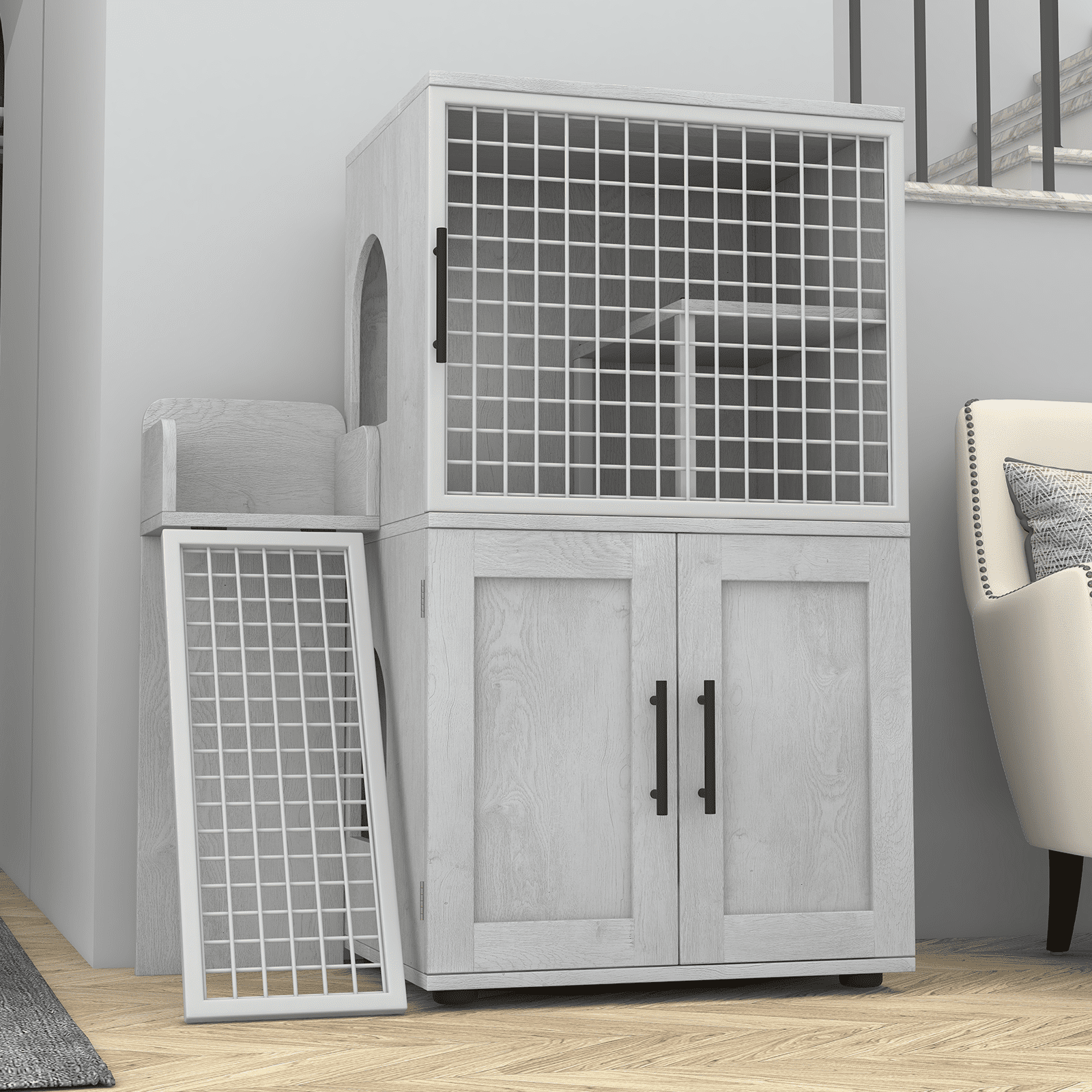 Joyspirit Modern Multi-Level Cat Litter Box Enclosure with Ladder ...