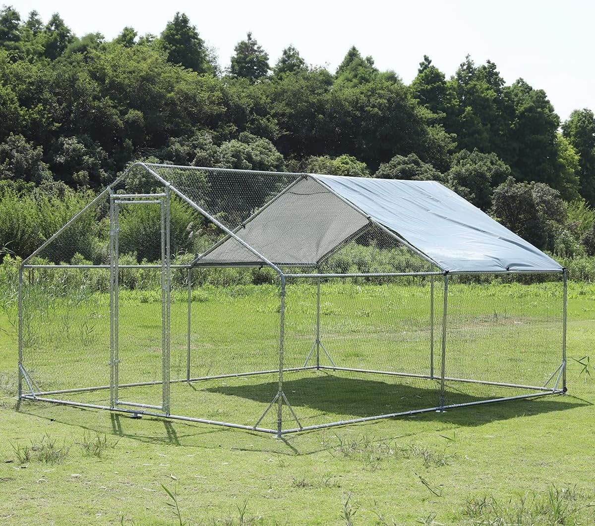 Joyspirit Spacious Walk-In Poultry Enclosure, Large Metal Chicken Coop ...