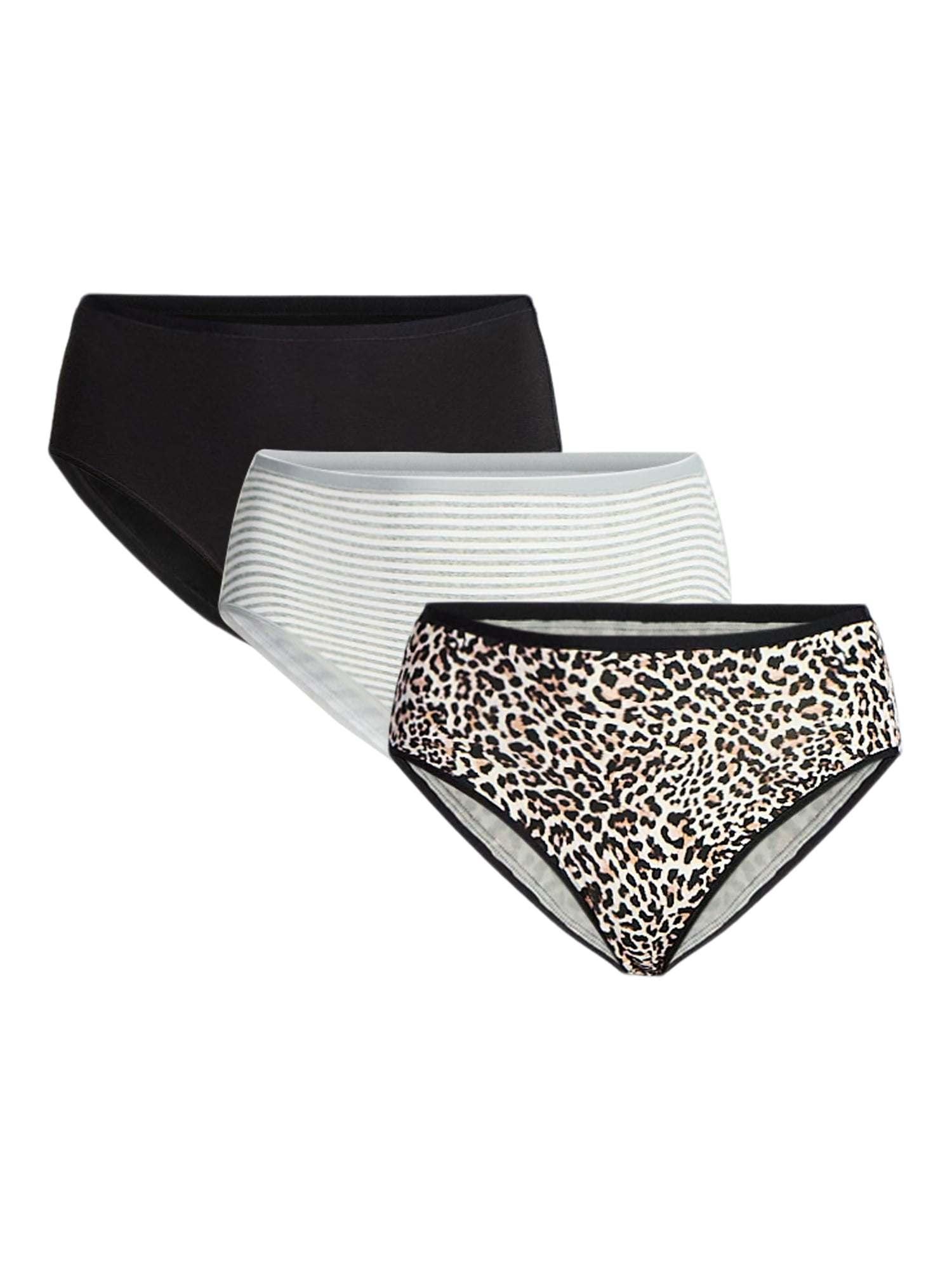 Joyspun Women's Plus Cotton-Blend Hi-Cut Panties, 3-Pack, Sizes 1X-5X ...