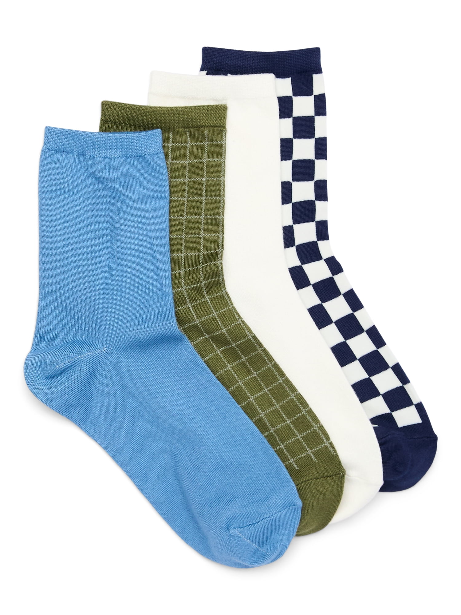 Joyspun Women's Checkered Dress Crew Socks 4-Pack Shoe Sizes 4-10 ...