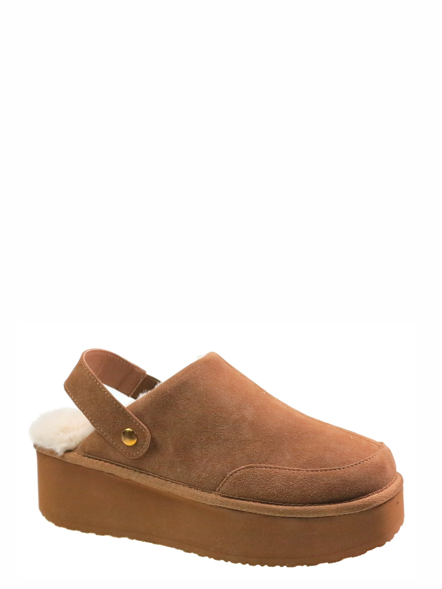 Joyspun Women's Faux Fur Convertible Clog Slippers - Walmart.com