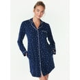 Joyspun women's Cotton Blend Long Sleeve Sleepshirt - Walmart.com