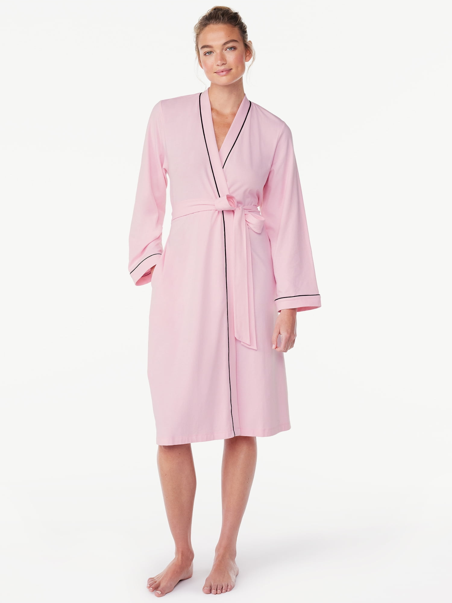 Joyspun women's Cotton Blend Long Sleeve Wrap Robe - Walmart.com