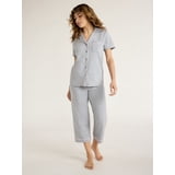 Joyspun women's Cotton Blend Notch Collar Pajama Set - Walmart.com