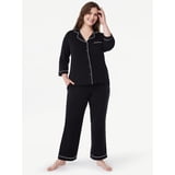 Joyspun Women’s Cotton Blend Notch Collar Pajama Set with Pockets Sizes ...