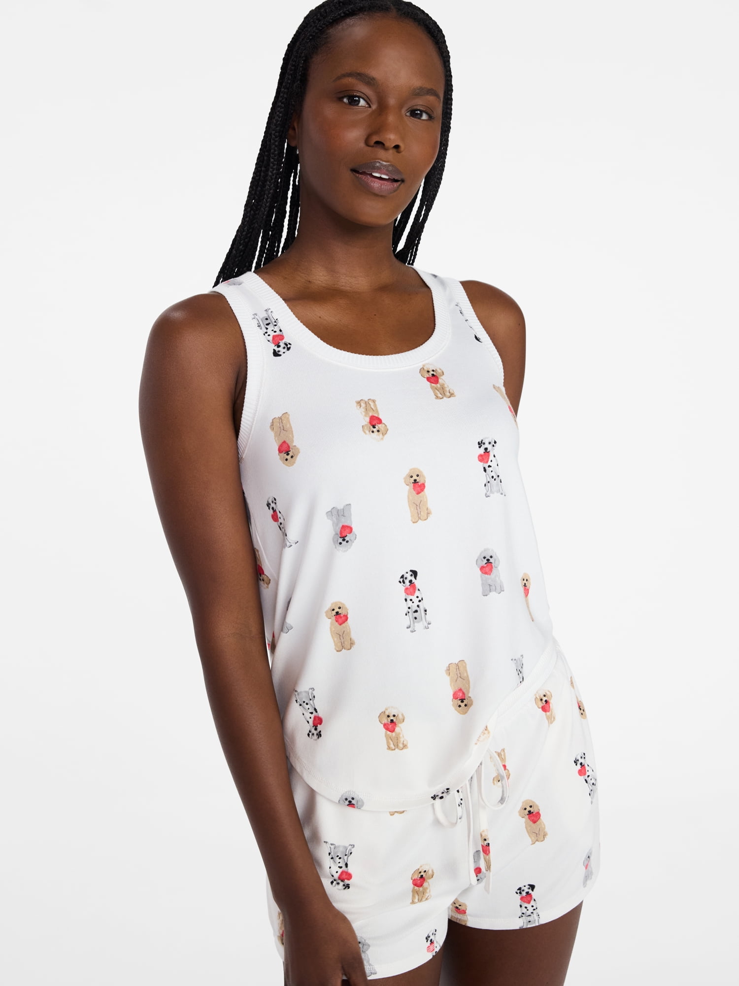 Joyspun Women's Cozy Lounge Collection Hacci Knit Sleep Tank Top, Sizes ...