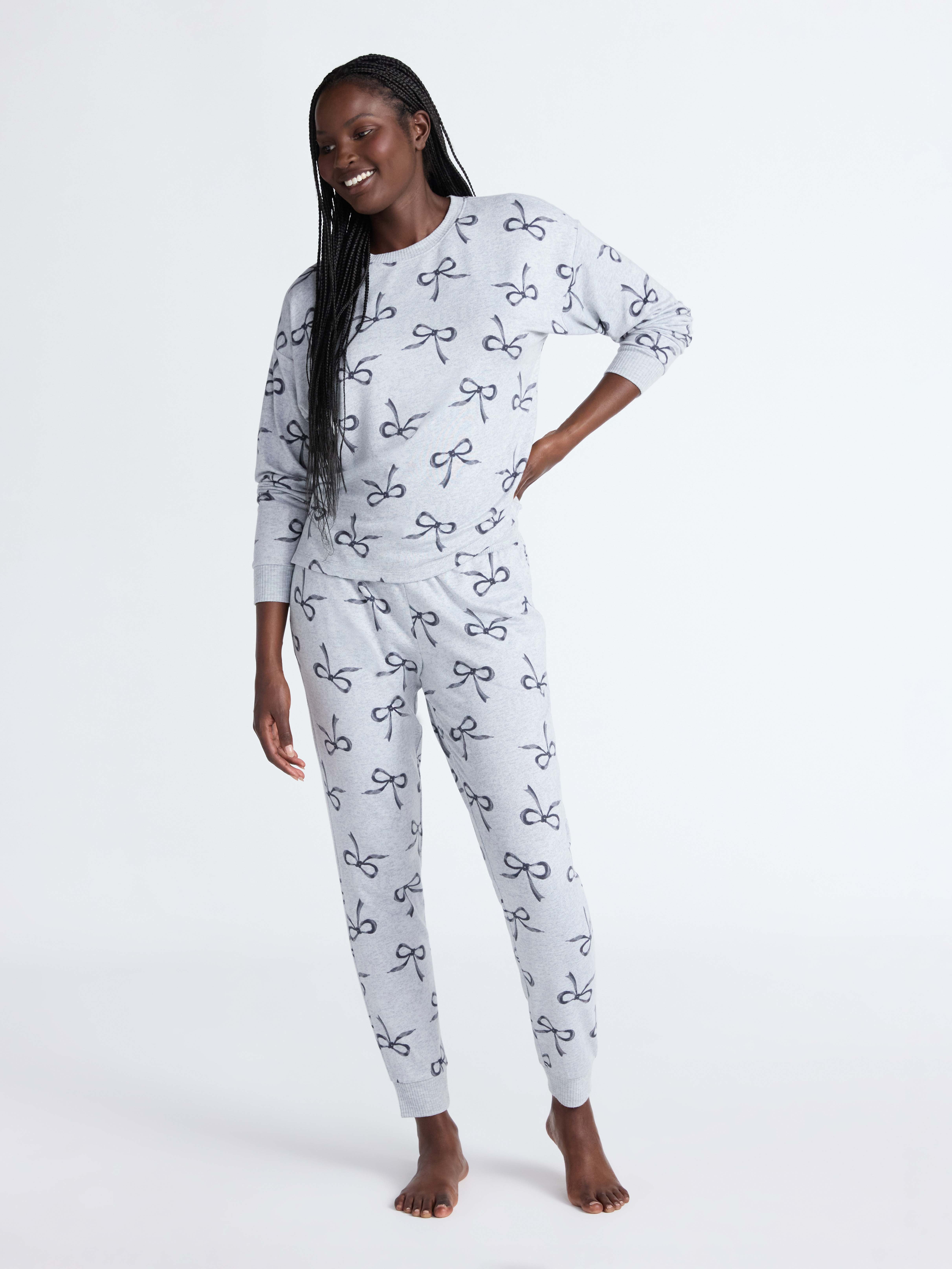 Joyspun Women's Cozy Lounge Collection Hacci Knit Long Sleeve Top and ...