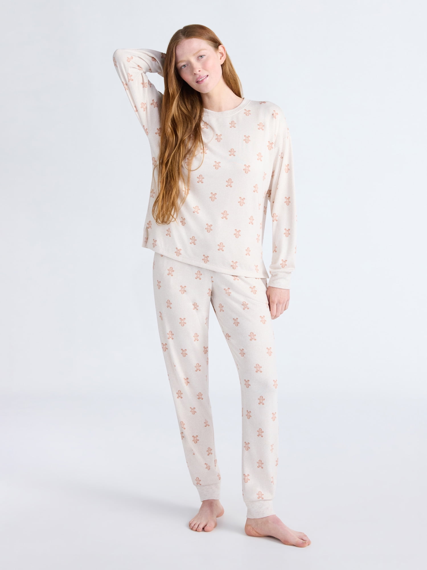 Joyspun Women's Cozy Lounge Collection Hacci Knit Long Sleeve Top and ...