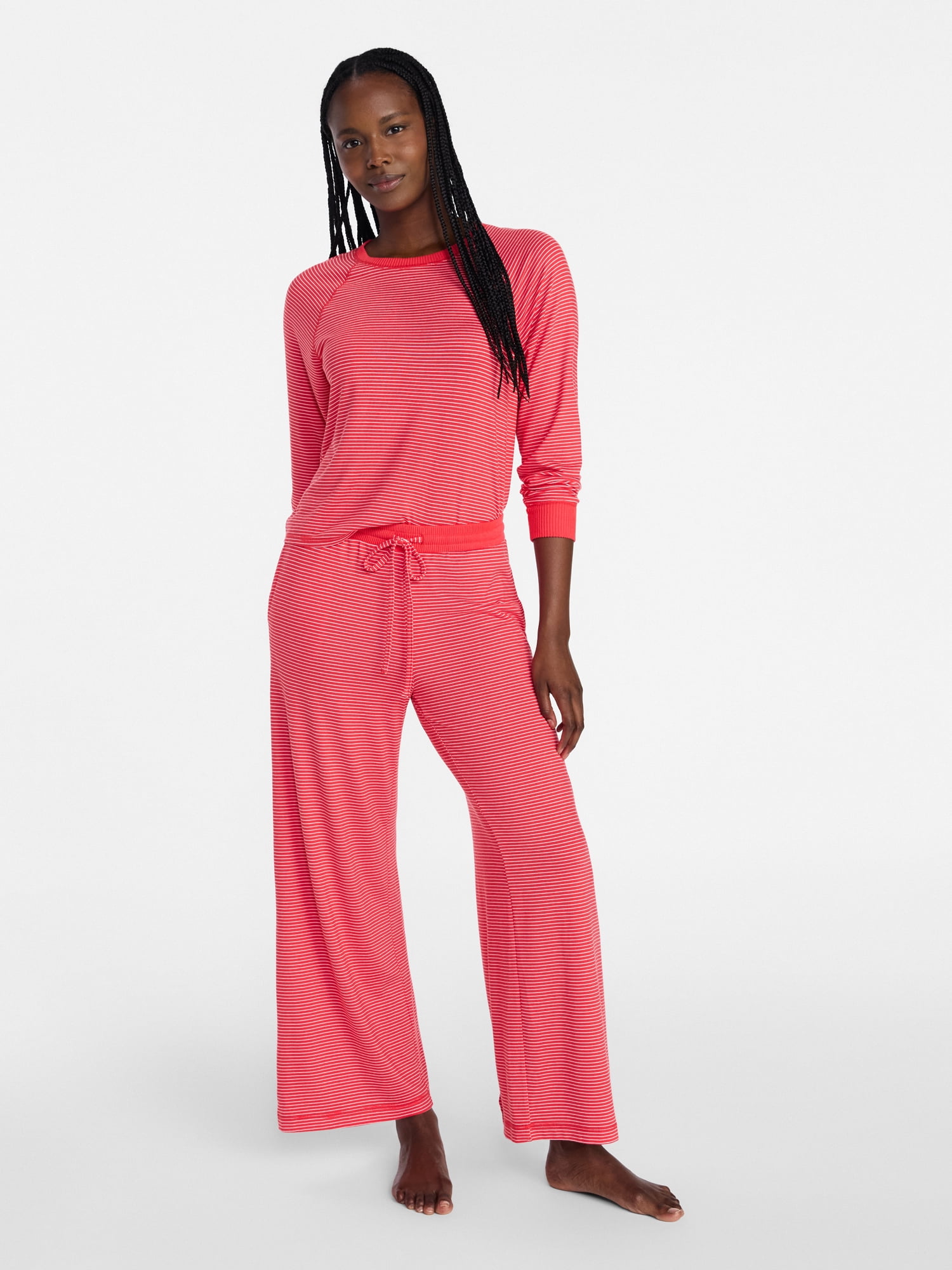 Joyspun Women's Cozy Lounge Collection Hacci Long Sleeve Top and Pants ...