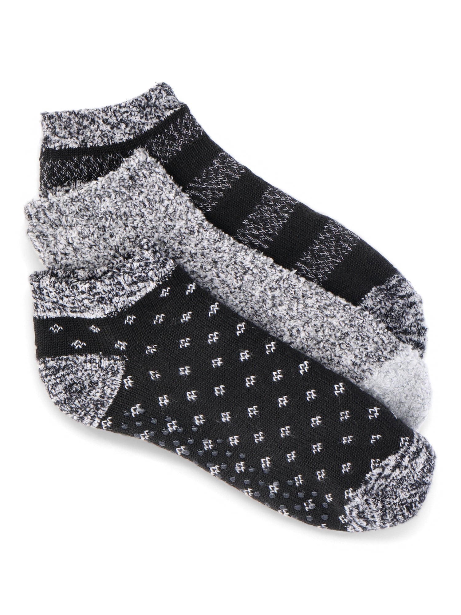 Joyspun Women's Double Layer Lounge Socks 3-Pack, Plush Cozy Non-Skid ...