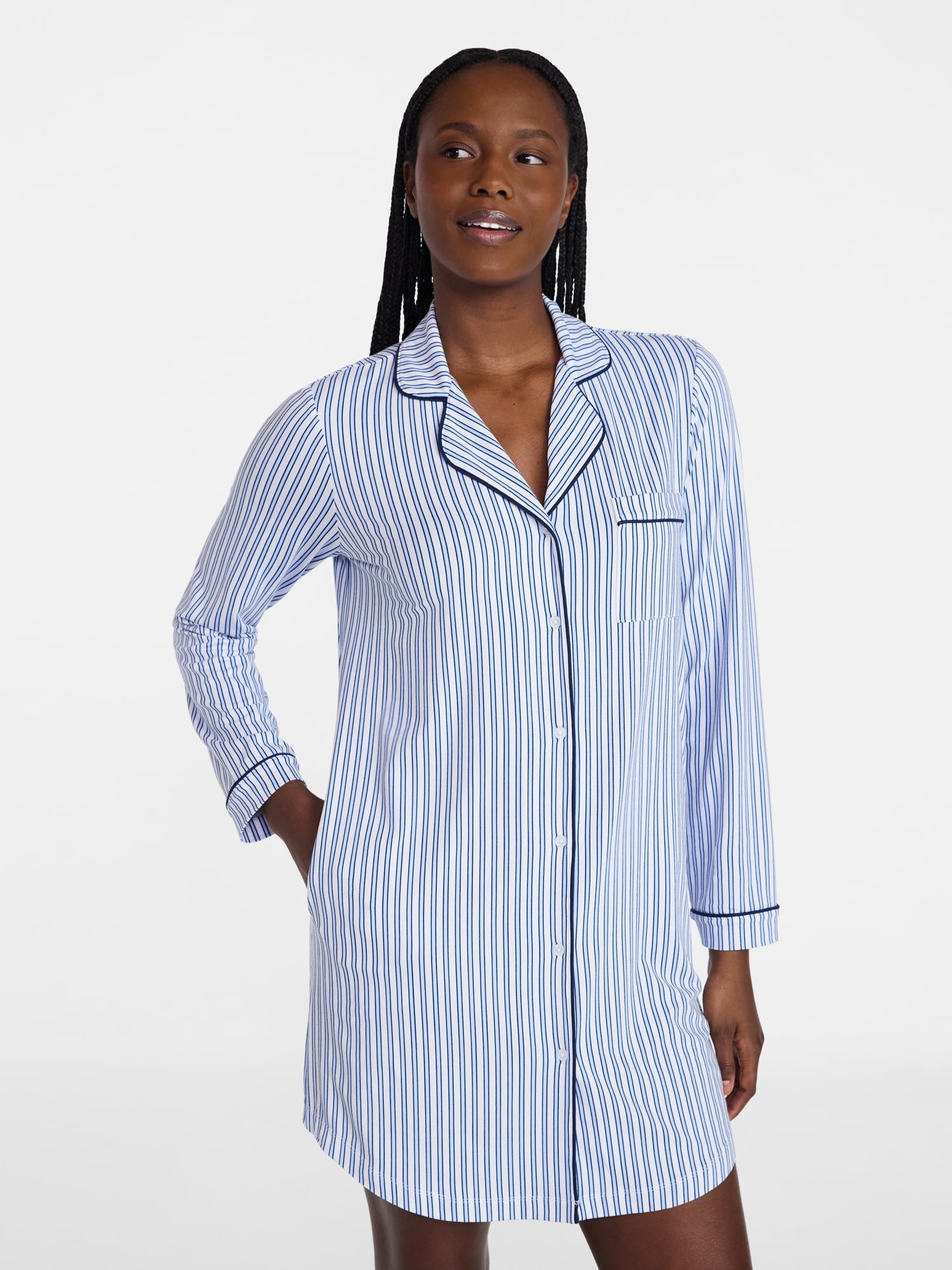 Joyspun Women's Dreamy Soft Collection Long Sleeve Sleepshirt, Sizes S ...
