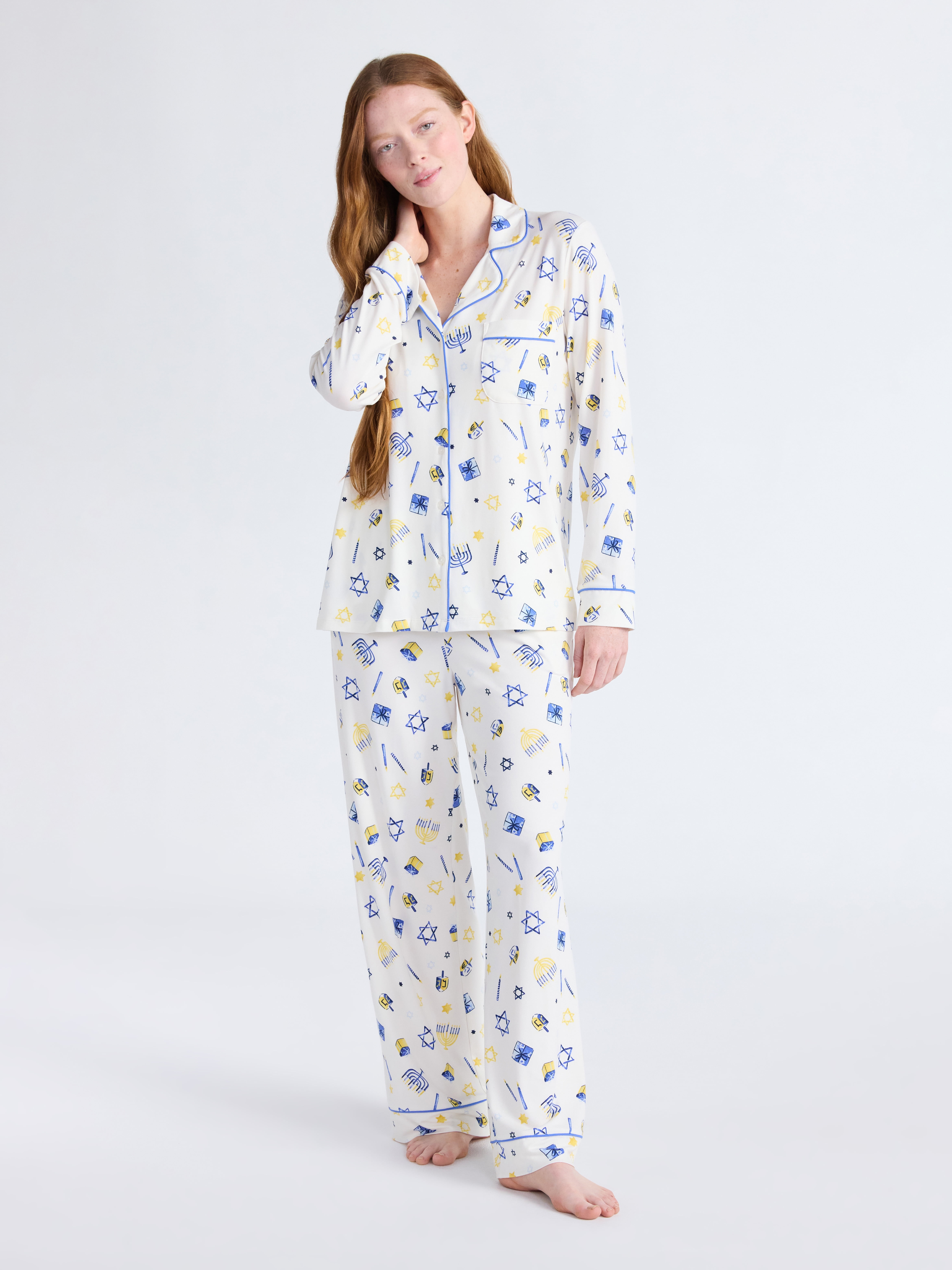 Joyspun Women’s Dreamy Soft Collection Long Sleeve Top and Pants Pajama ...
