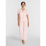 Joyspun Women's Dreamy Soft Collection Notch Collar Top and Capri Pants ...