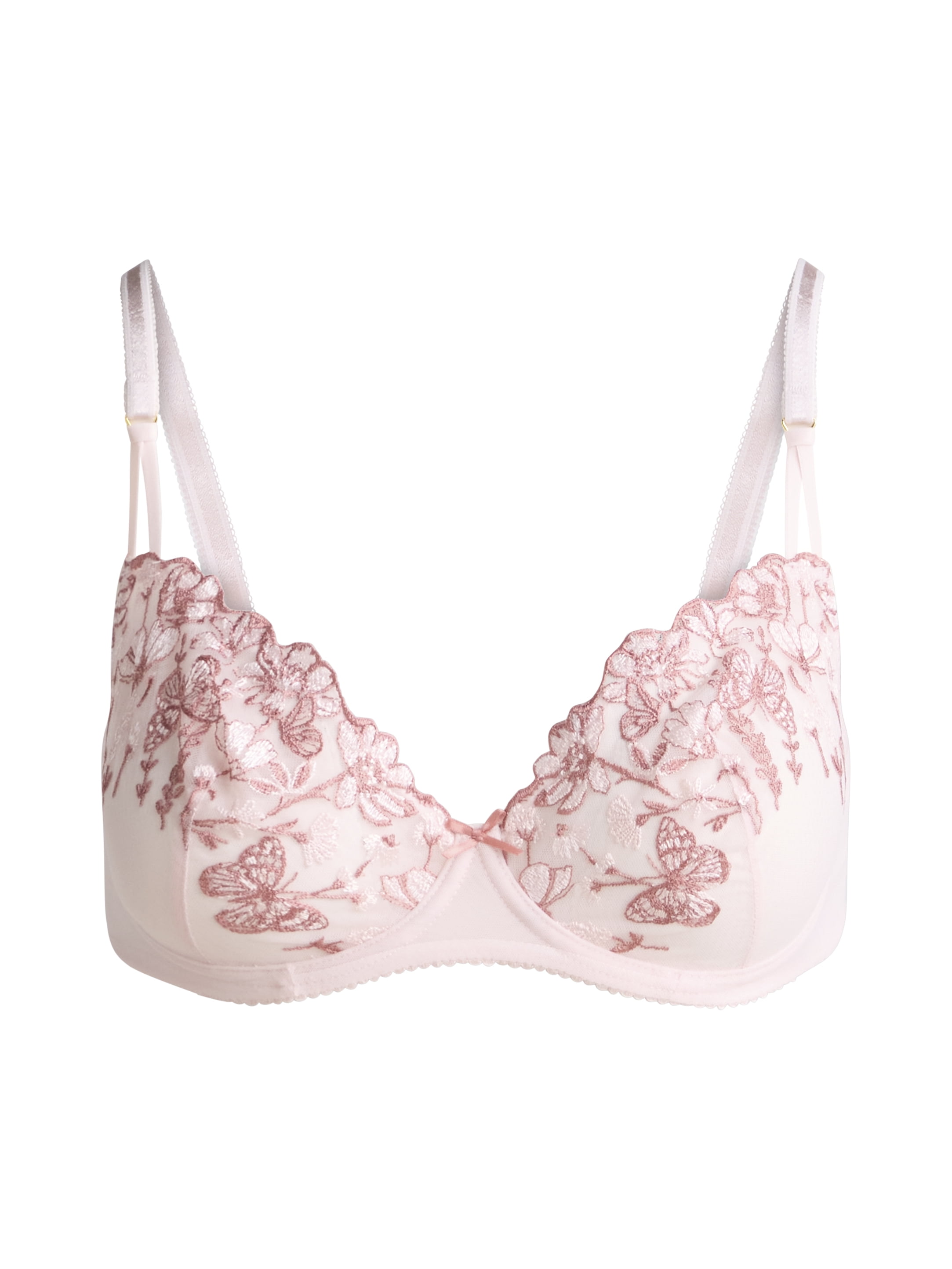 Joyspun Women’s Embroidery Unlined Lace Underwire Balconette Bra, Sizes ...