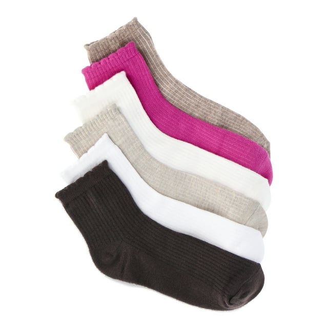 Joyspun Women’s Essentials Ankle Dress Socks, 6-Pack, Fits Shoe Sizes 4 ...