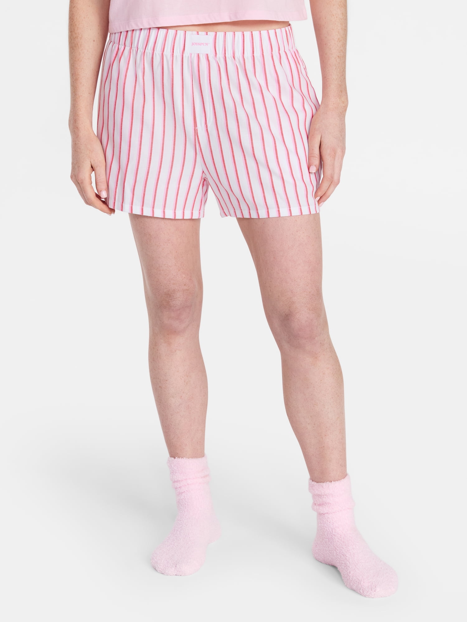 Joyspun Women's Woven Pajama Boxer Shorts, 3'' Inseam, Sizes XS-3X ...